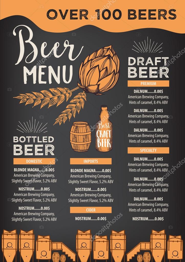 Cerveza restaurante café menú 2023