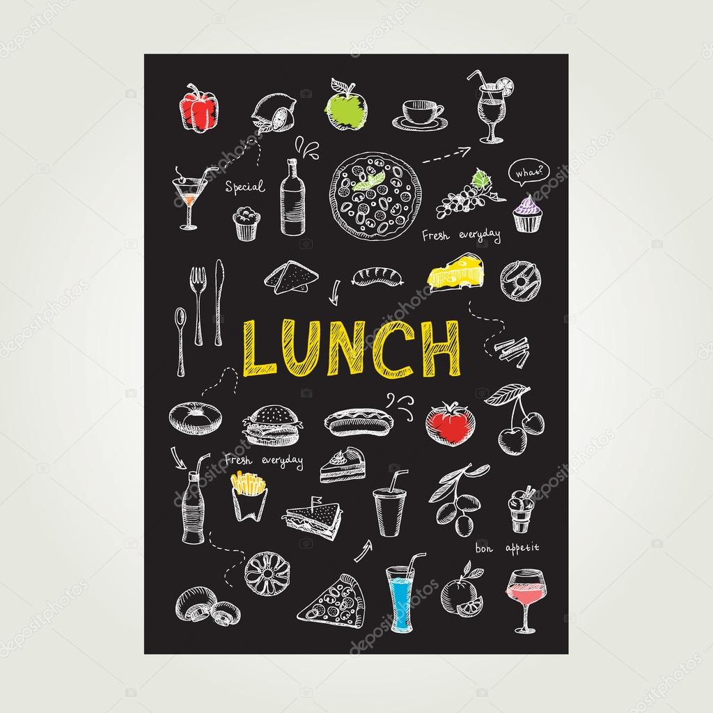 Restaurante menú cafetería, plantilla de diseño. 2024