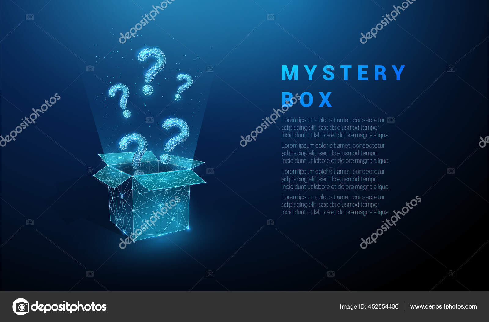 Abstract blue question mark flying from the open box. Stock Vector ...
