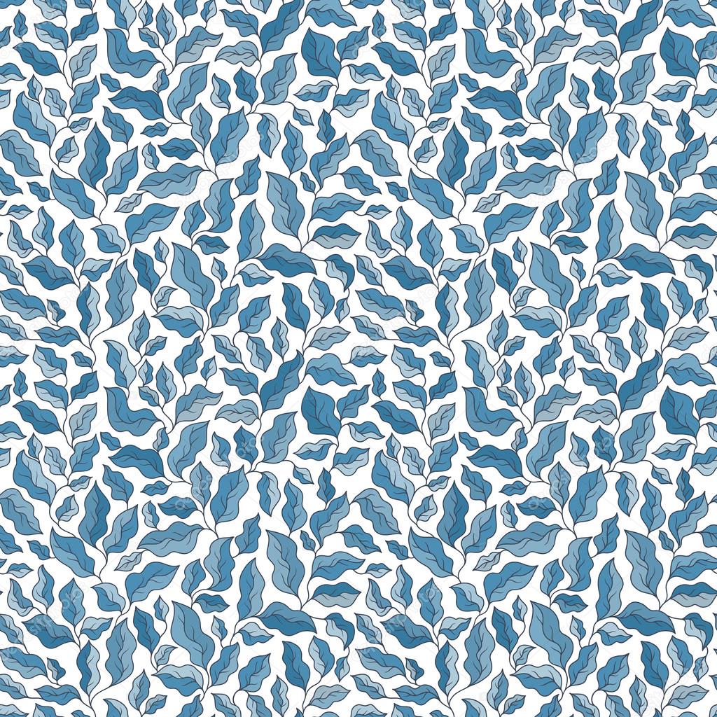 Patrón sin costura floral con hojas azules. 2024