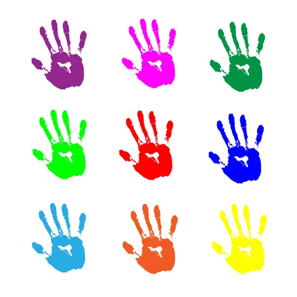 Colorful hand prints on white background Stock Vector Image by ...