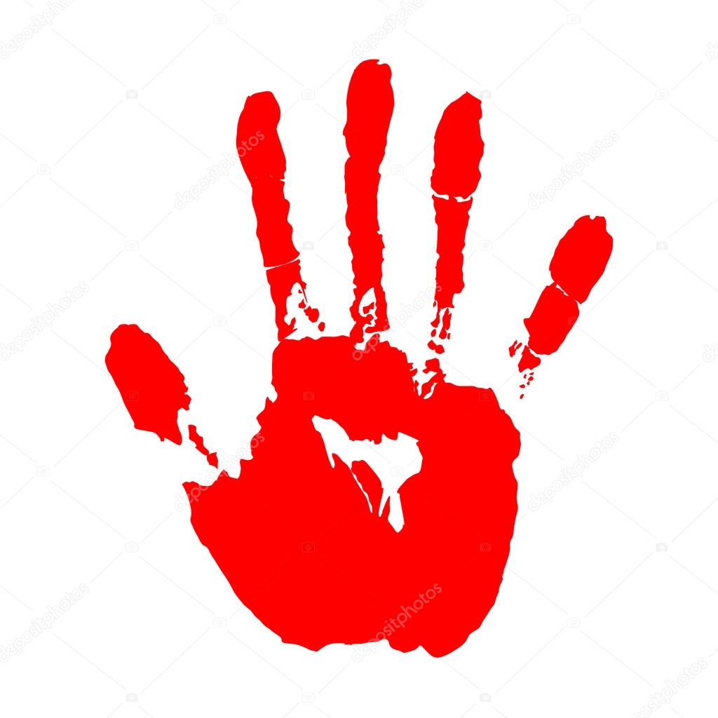 Red Handprint On Black Background