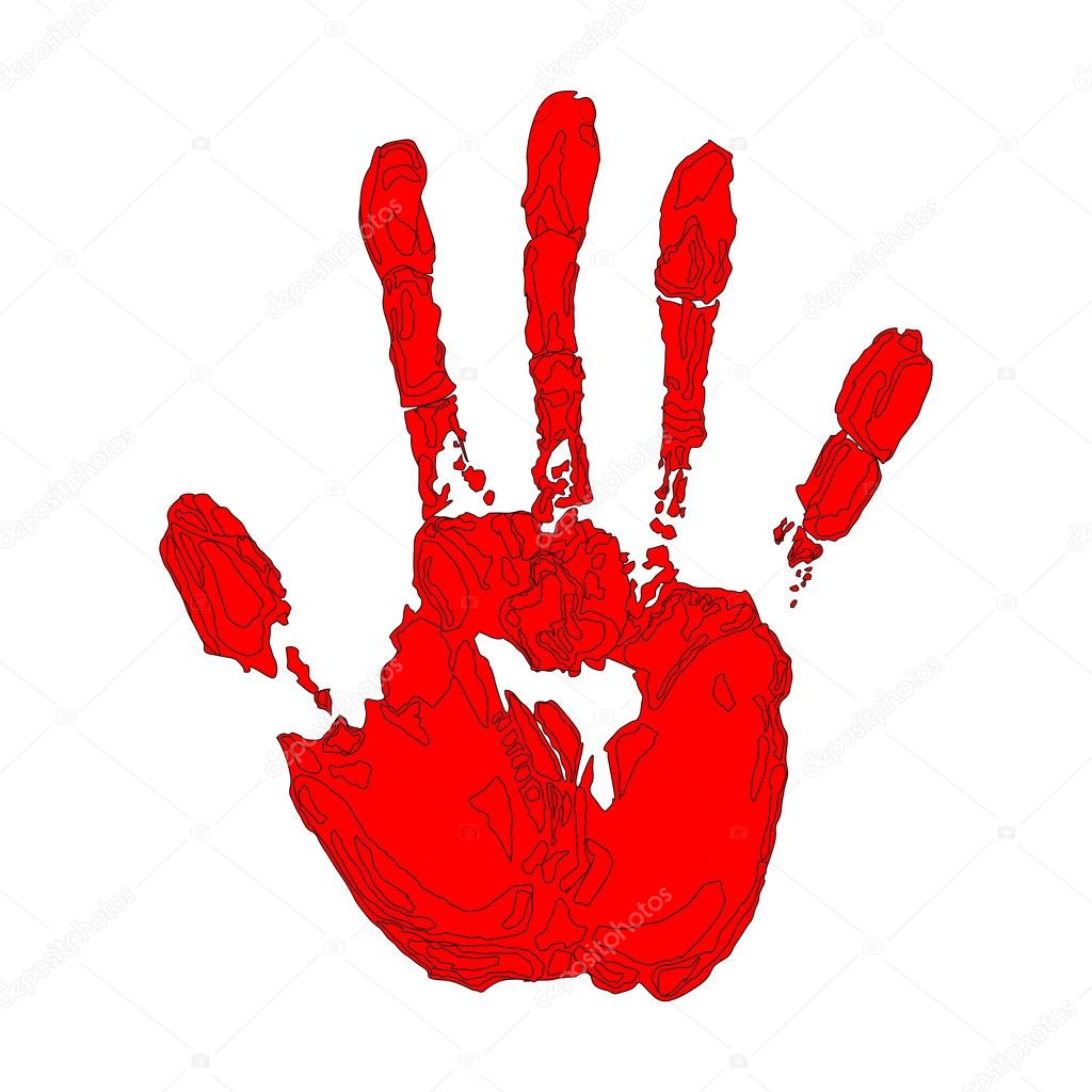 Red hand print on white background Stock Vector by ©karpenyuk 86848050