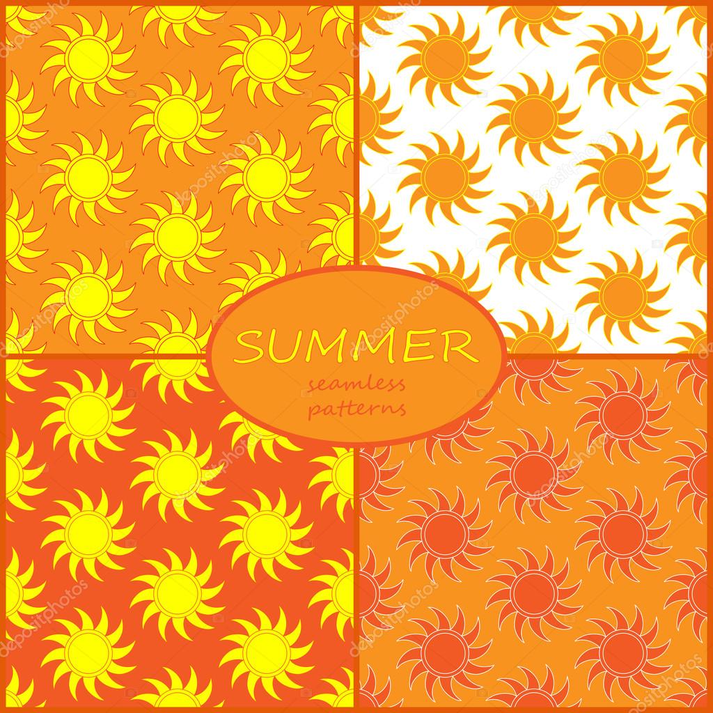 Set of Retro Seamless pattern with sun. Vector illustration. Stock ...