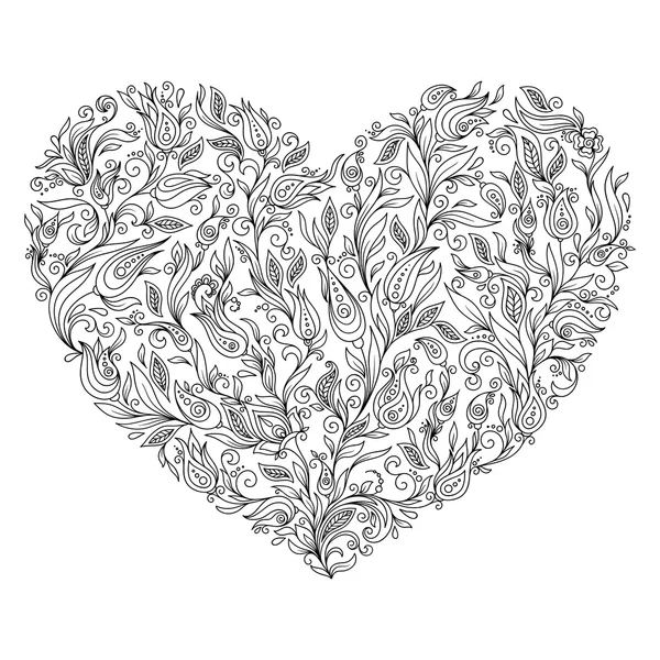 Coloring page flower heart St Valentine's day — Stock Vector ...