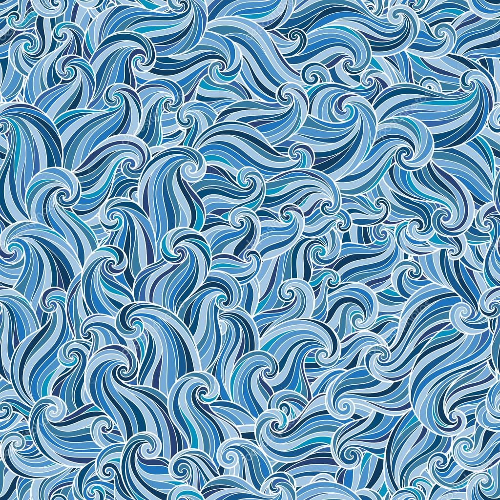 Abstract hand-drawn pattern, waves background. Stock Vector Image by ...