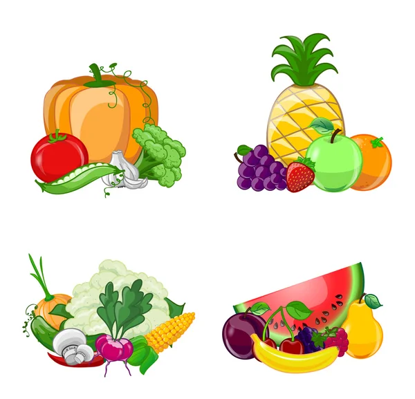 Cartoon vegetables and fruits, background Stock Vector Image by ...