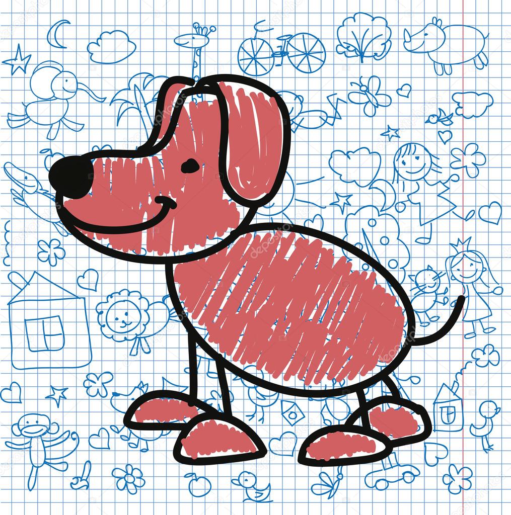 Children's drawings of doodle dog Stock Vector by ©virinaflora 54908391