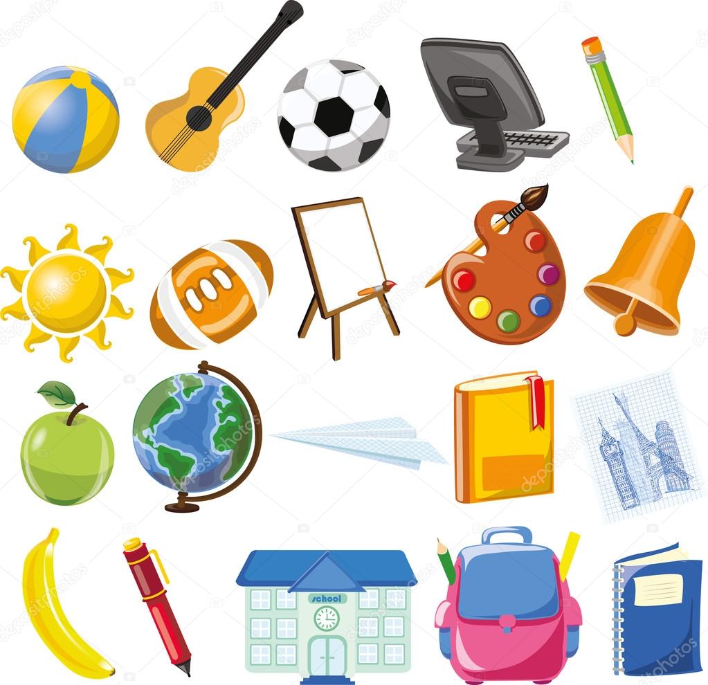 Cartoon school icons Stock Vector by ©virinaflora 54908541
