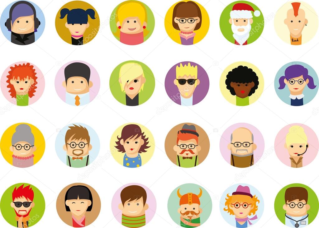 Character avatar icons in flat design Stock Vector Image by ...