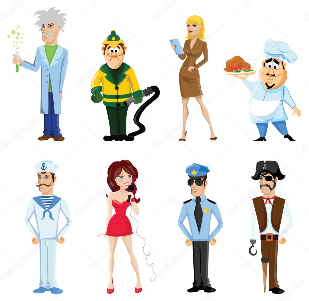 Kreslené postavičky povolání — Stock Vektor © virinaflora #73927879