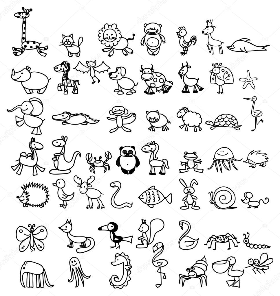 Drawings of doodle animals Stock Vector Image by ©virinaflora #77054943