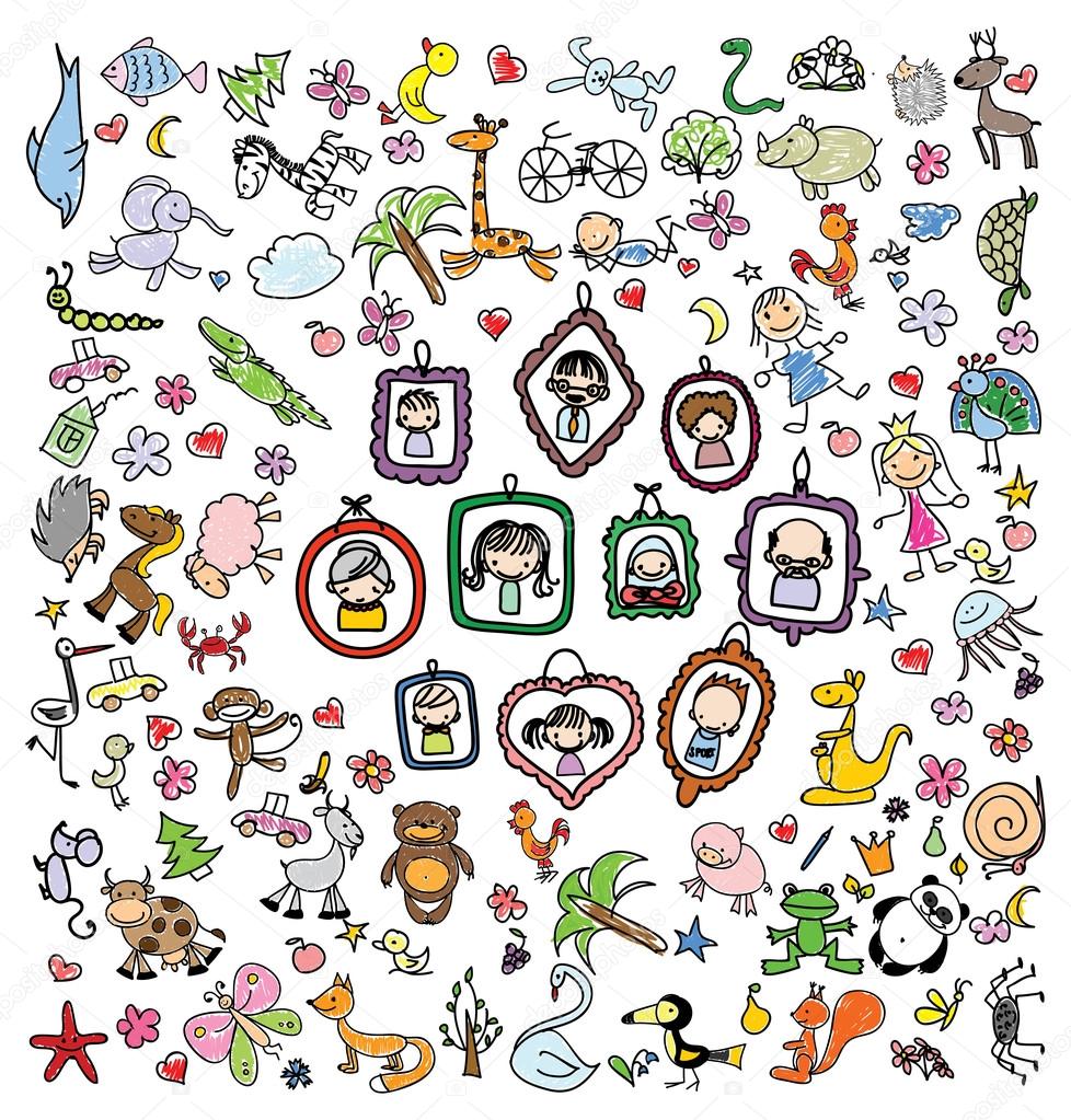 Doodles of happy family Stock Vector by ©virinaflora 77055195