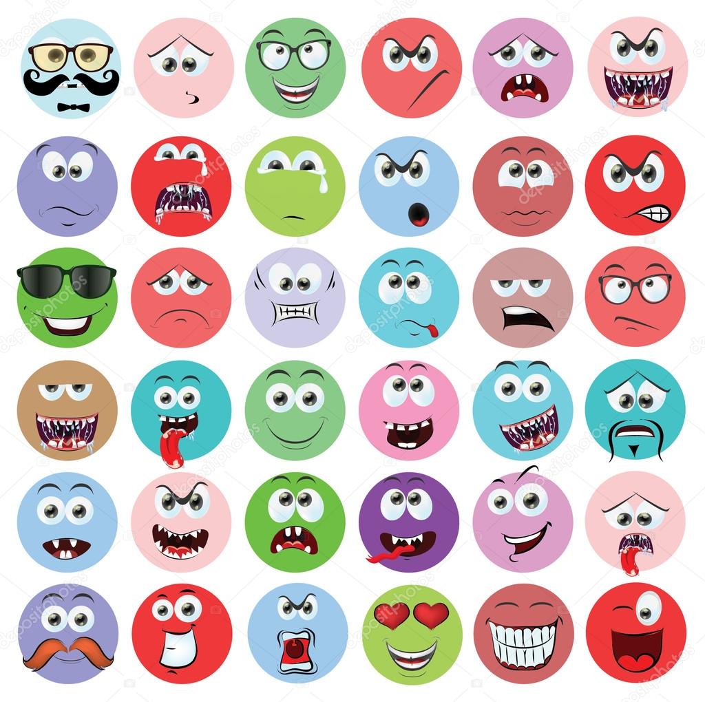 Cartoon faces with different emotions Stock Vector Image by ...