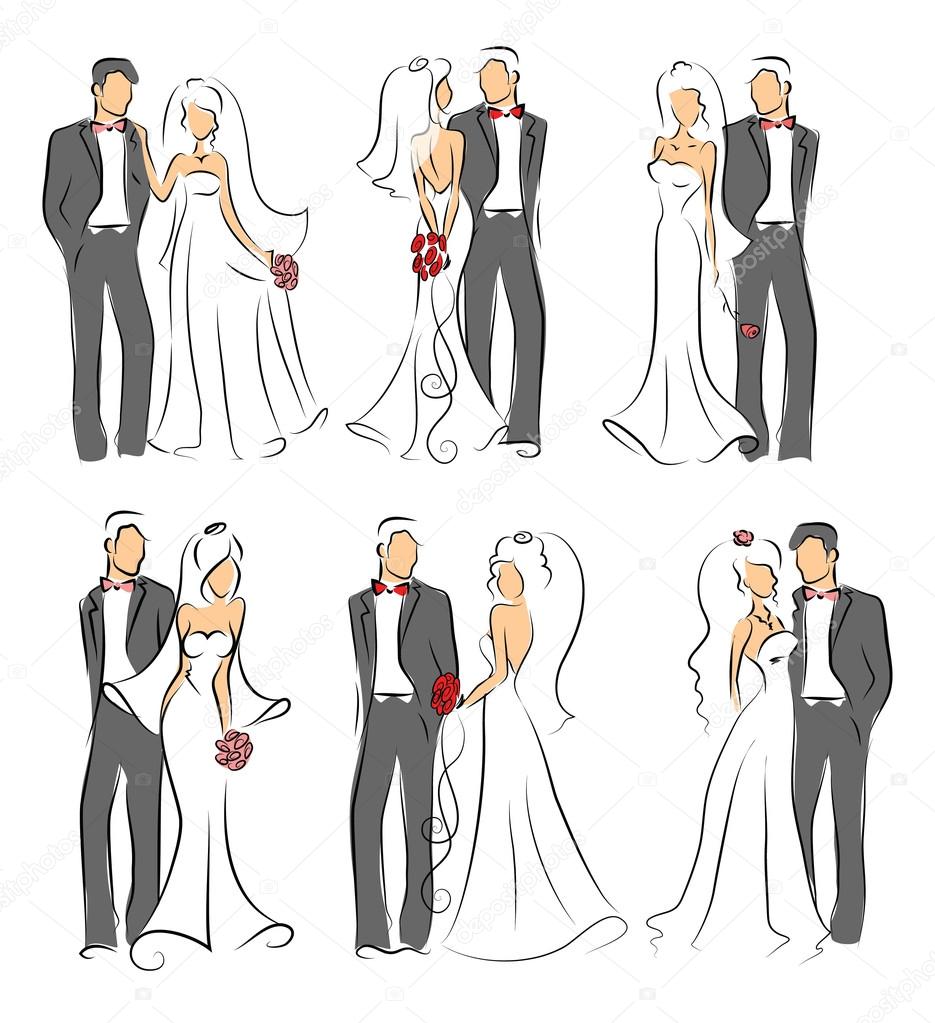 Silueta de novia y novio Vector de stock #98882146 de ©virinaflora