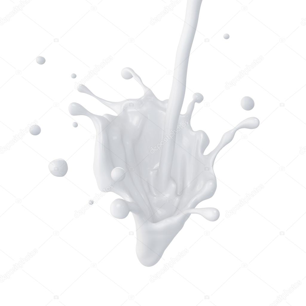 3d abstract liquid milk splash, paint or glue splashing isolated ...