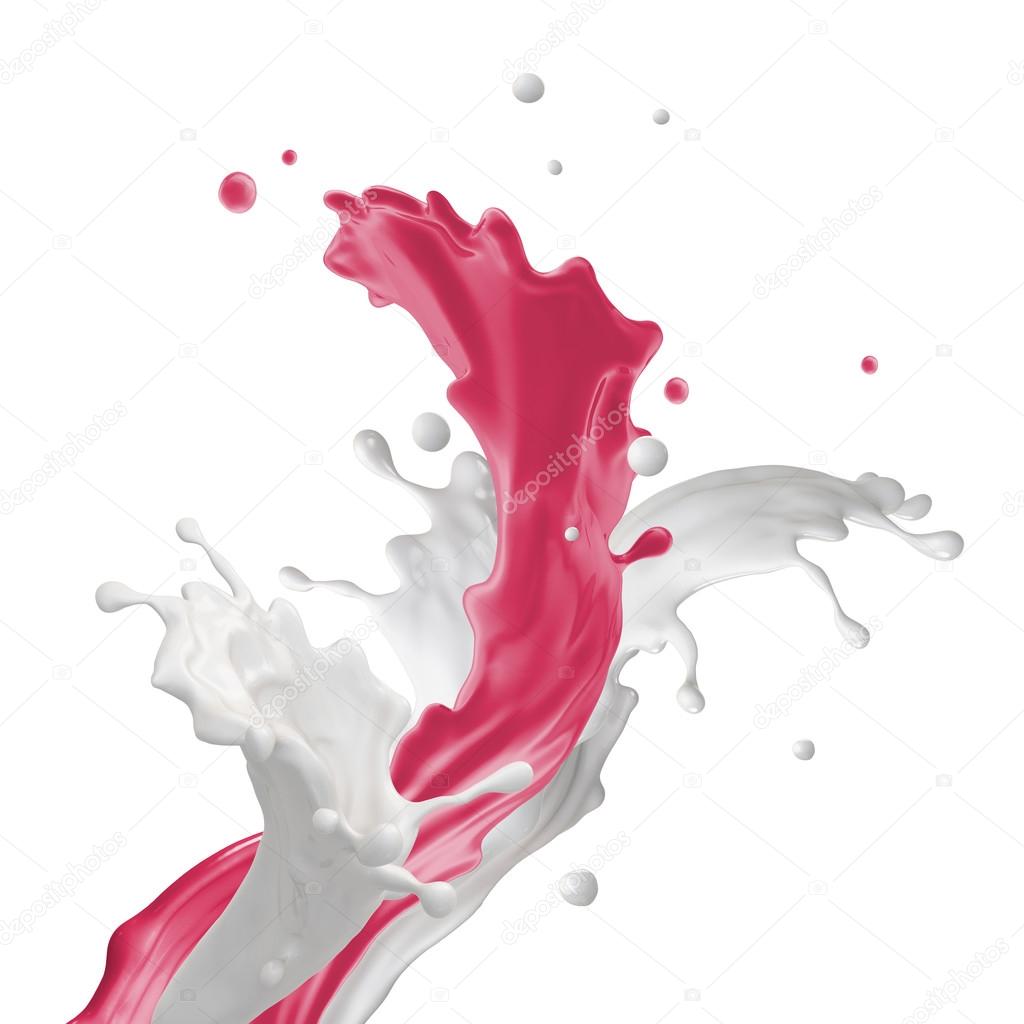 Mixed fruit yogurt drink splashing, fountain splash isolated on — Stock ...