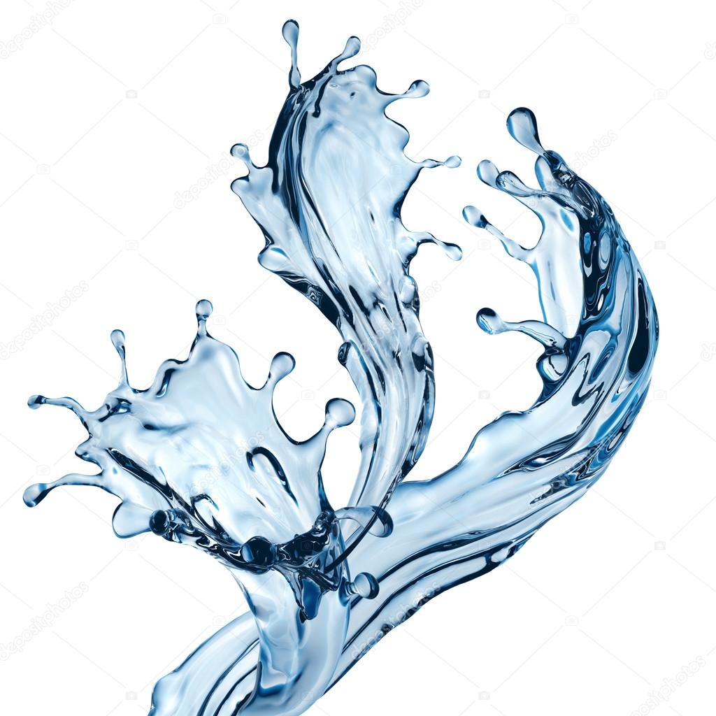 3d water splash illustration, liquid splashing isolated on white Stock ...