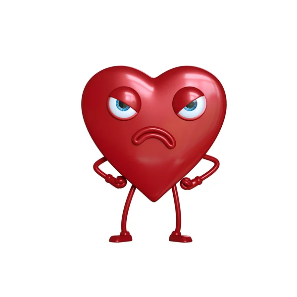 Traditional red heart cartoon isolated on white background. Stock Photo ...