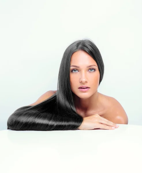 Hermosa chica con pelo negro brillante: fotografía de stock © koji6aca ...