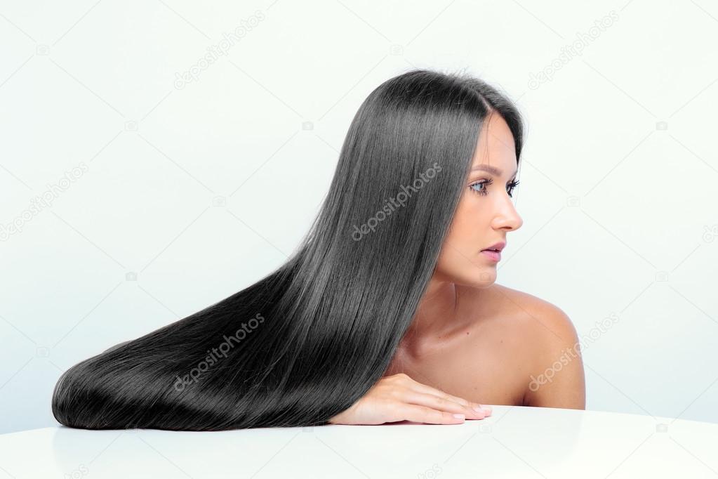 Hermosa chica con pelo negro brillante: fotografía de stock © koji6aca ...