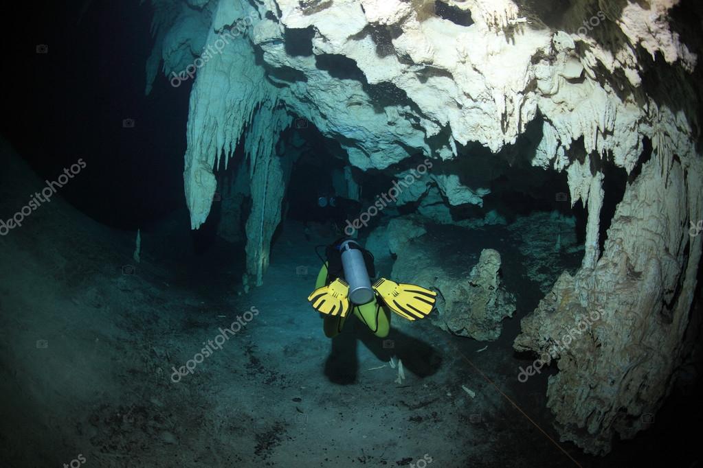 Cave diving in the cenote underwater cave Stock Photo by ©aquanaut 54661837