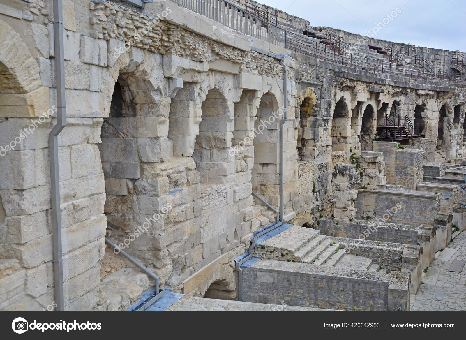 Ancient Roman Amphitheatre Nimes South France High Arched Corridors ...