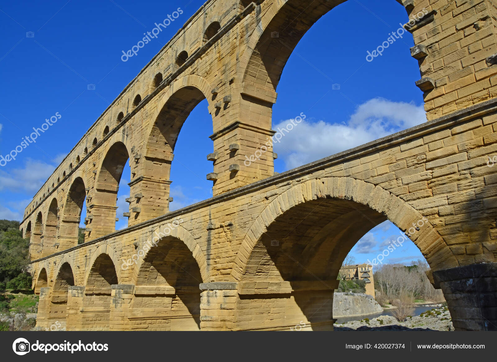 Ancient Roman Pont Gard Aqueduct Viaduct Bridge River Gardon Highest ...