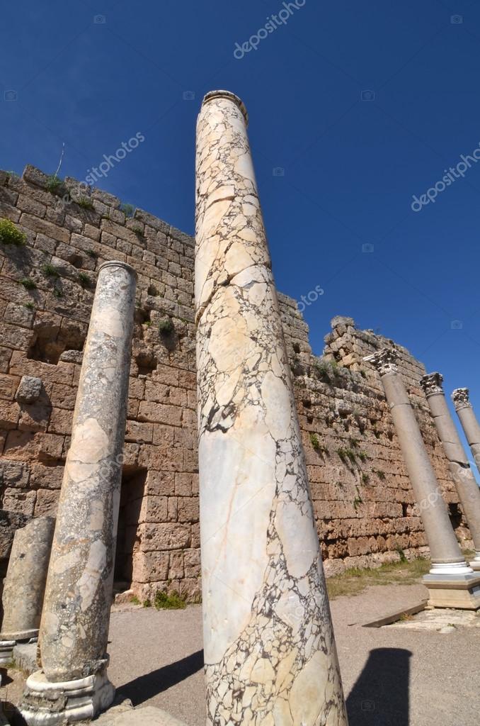 Ancient Greek marble columns Stock Photo by ©mountainpix 83369896