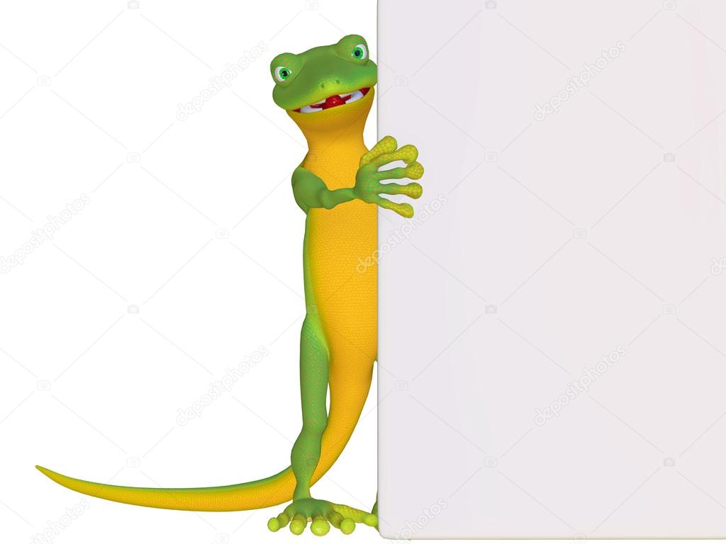 Gecko with a blank board Stock Photo by ©artecke 53100167