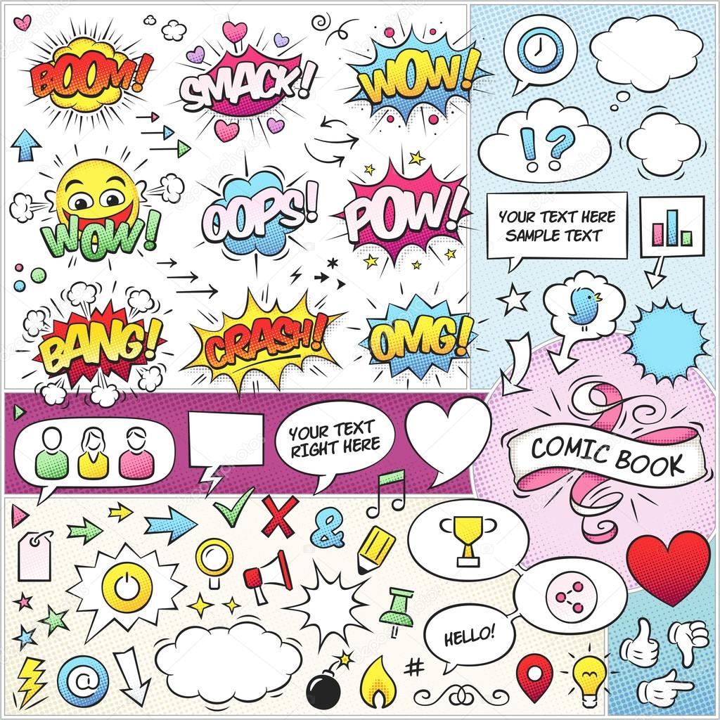 Comic Book Elements Vector Pack Stock Vector Image by ©cajoer #65999229