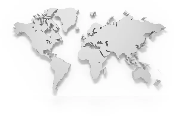 White 3D map of World with shadow isolated on white on background ...