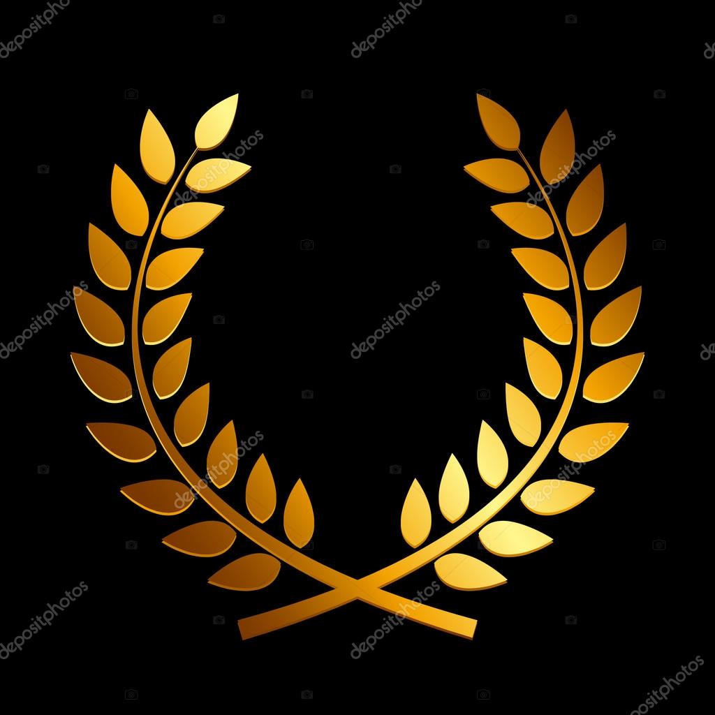 Gold Award Laurel Wreath. Winner Leaf label, Symbol of Victory. Stock ...