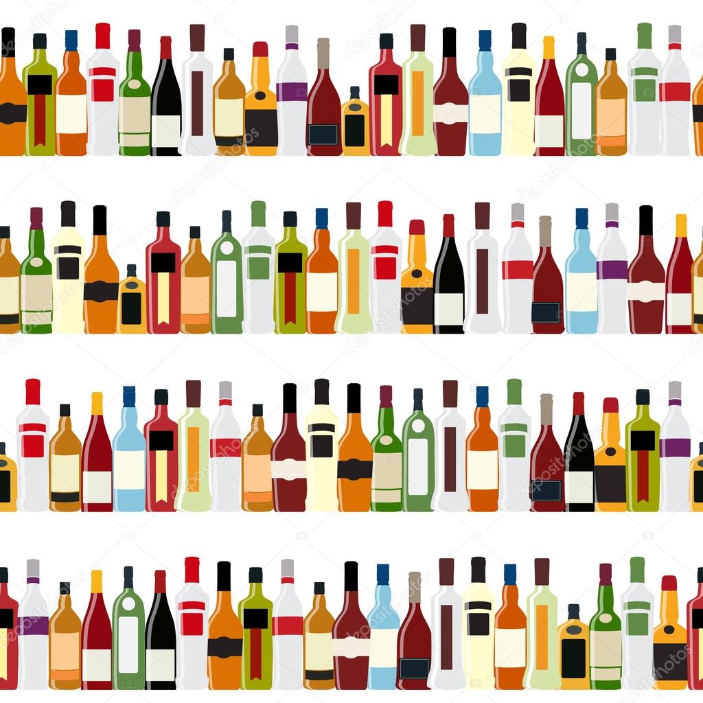 Vector Illustration Of Silhouette Alcohol Bottle Seamless Patter — Stock Vector © Oleggankod