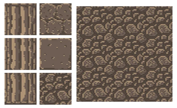 Pixel art style set of different 16x16 texture pattern sprites - stone ...