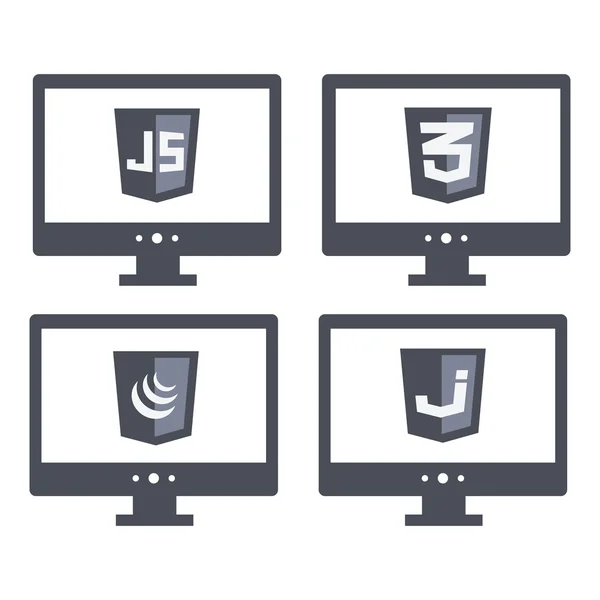 Vector Collection Of Web Development Icons Html Css Tag Mysq — Stock Vector © Gdainti C
