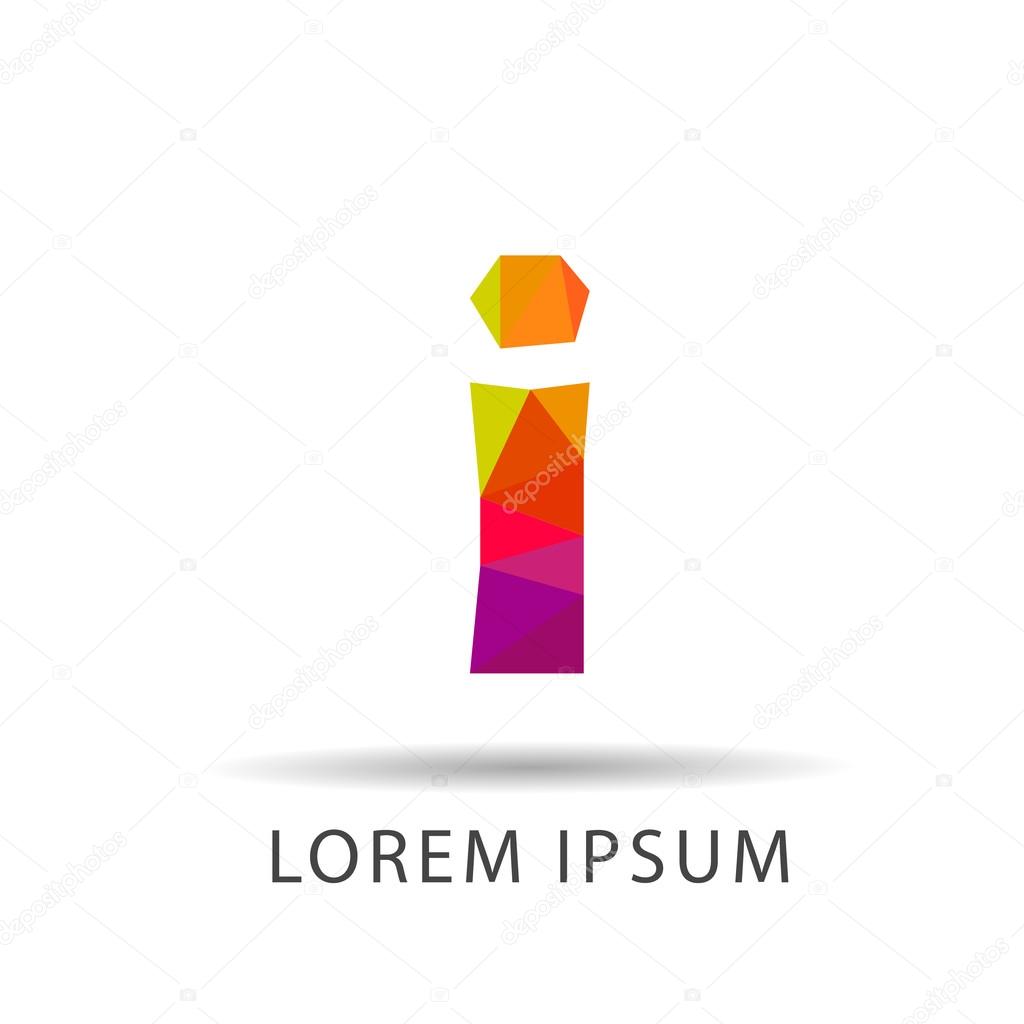 Small letter I lowpoly style logo white background Stock Vector Image ...