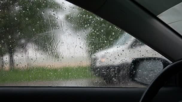 Rain outside the window of the car — Stock Video © Kostyantyn #80960810