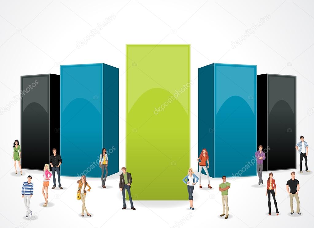 Text box frame background with business people. Stock Vector by ...