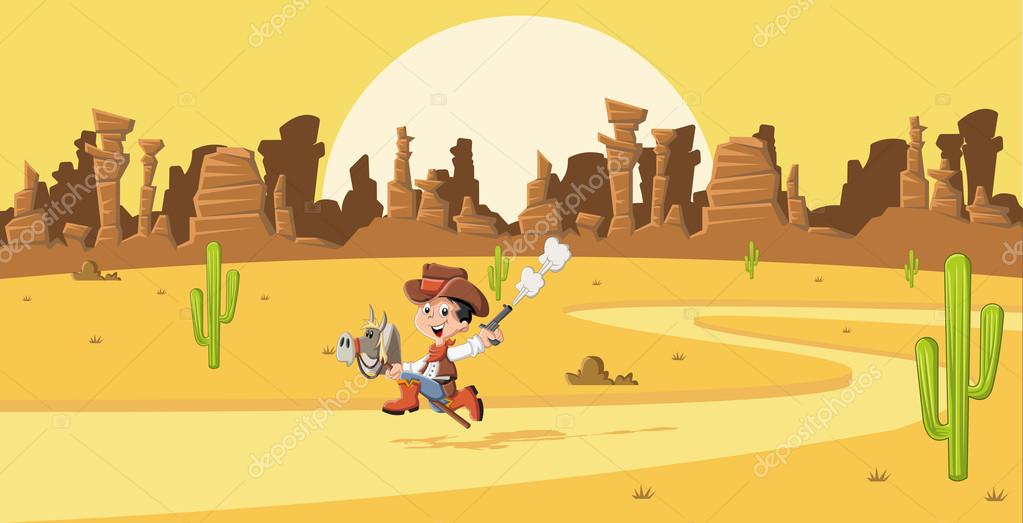 Cartoon cowboy kid — Stock Vector © deniscristo #53105457