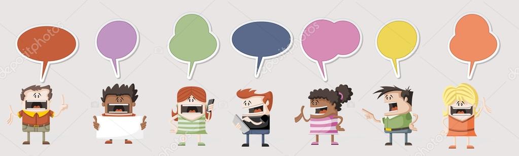 Desenhos animados falando com balão de fala vetor(es) de stock de ...