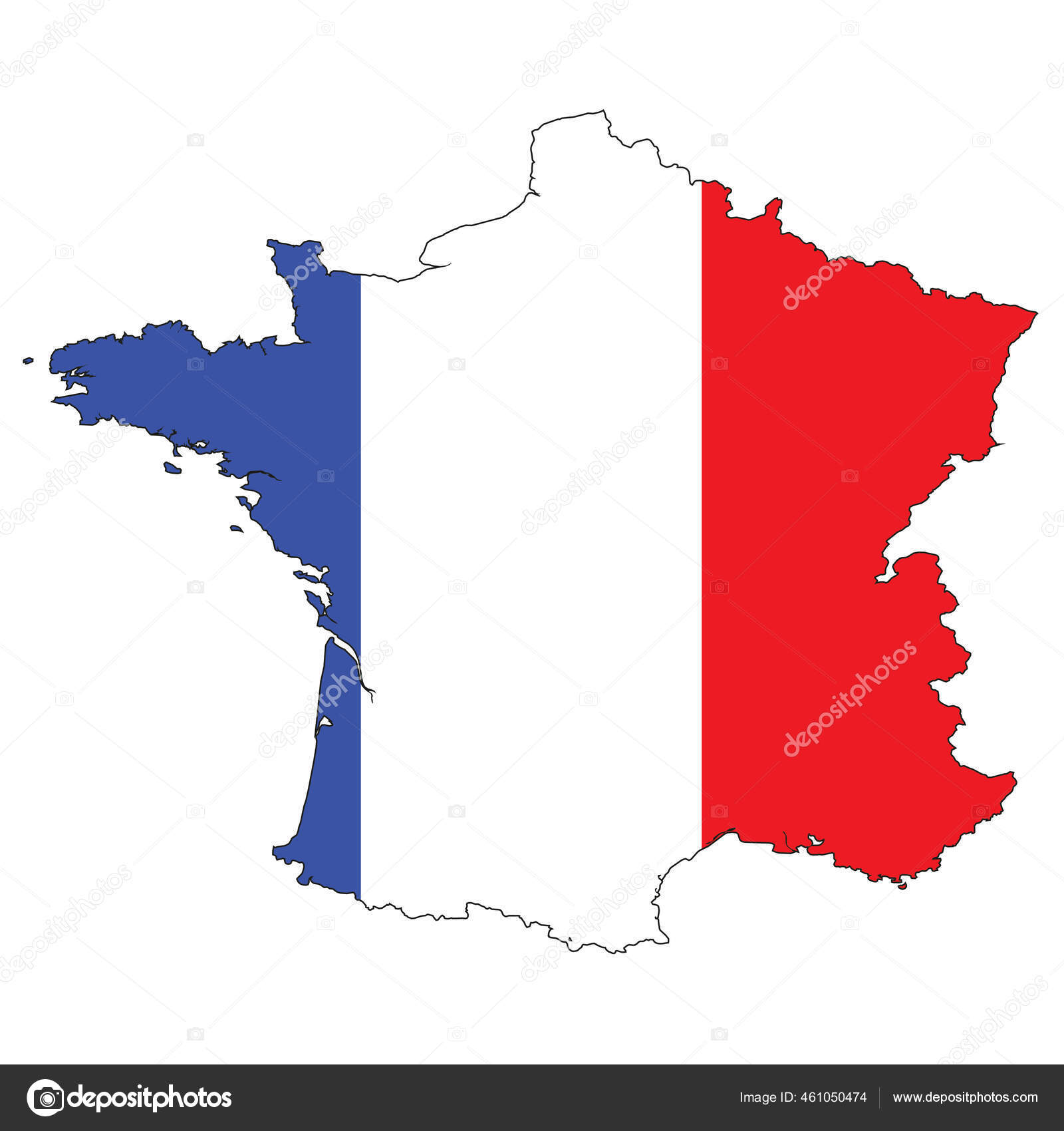 Country Shape Outlined Filled Flag France Stock Vector by ©PaulStringer ...