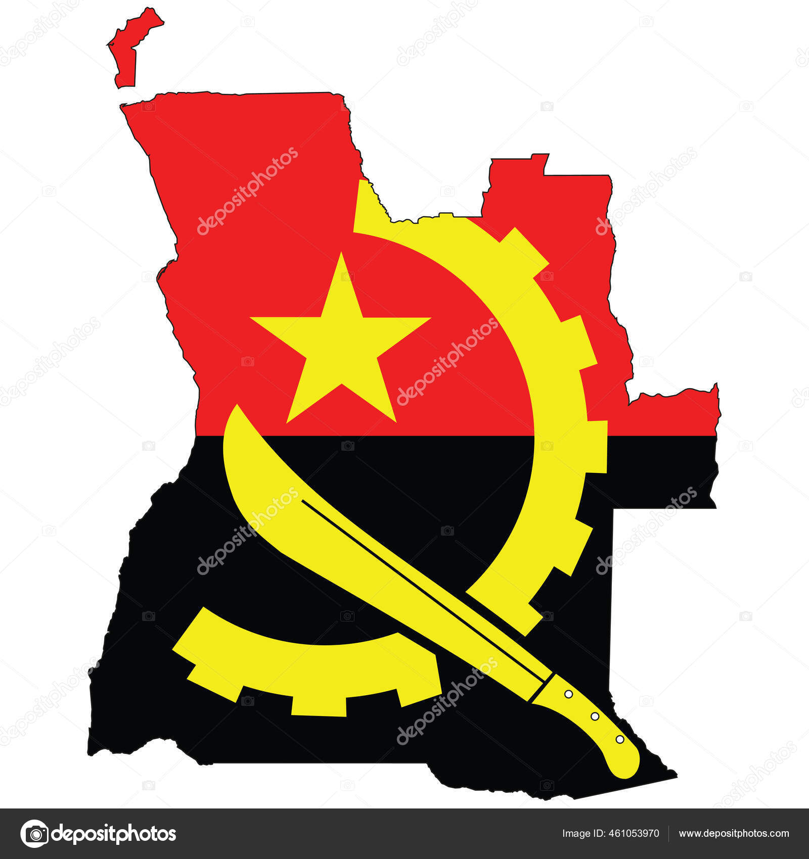 Country Shape Outlined Filled Flag Angola Stock Vector by ©PaulStringer ...