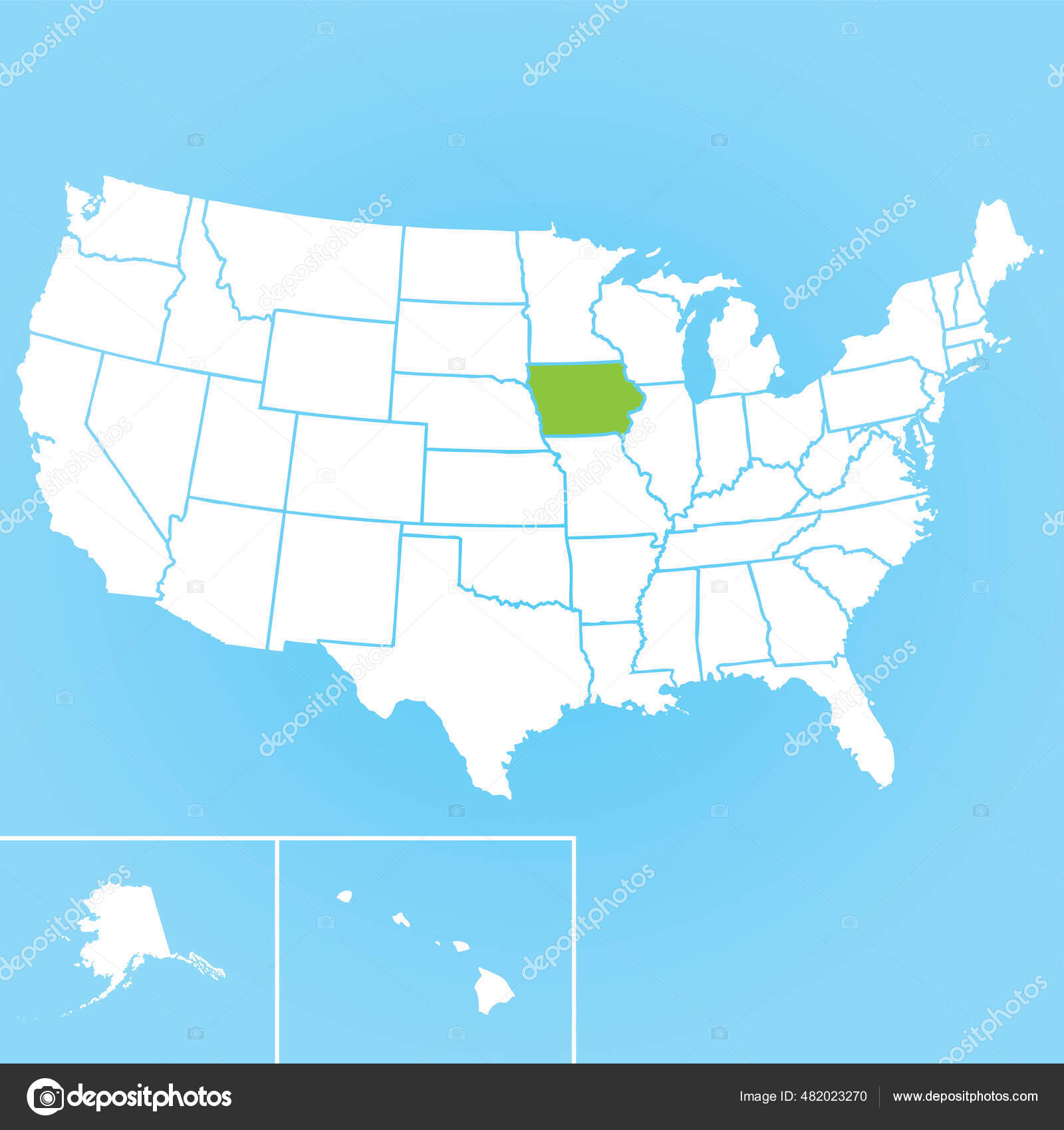 Mapa Vectorial Del Estado Iowa Vector de stock #482023270 de ©PaulStringer