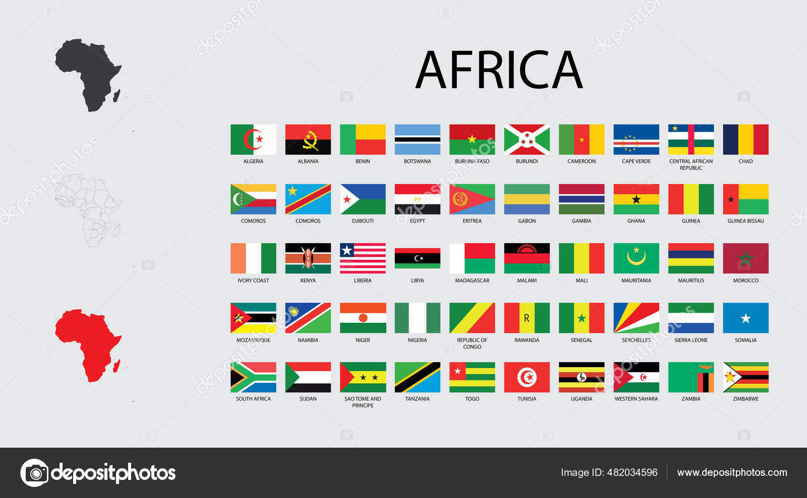Todas Las Banderas País Ilustradas Para Continente Africano Vector de ...