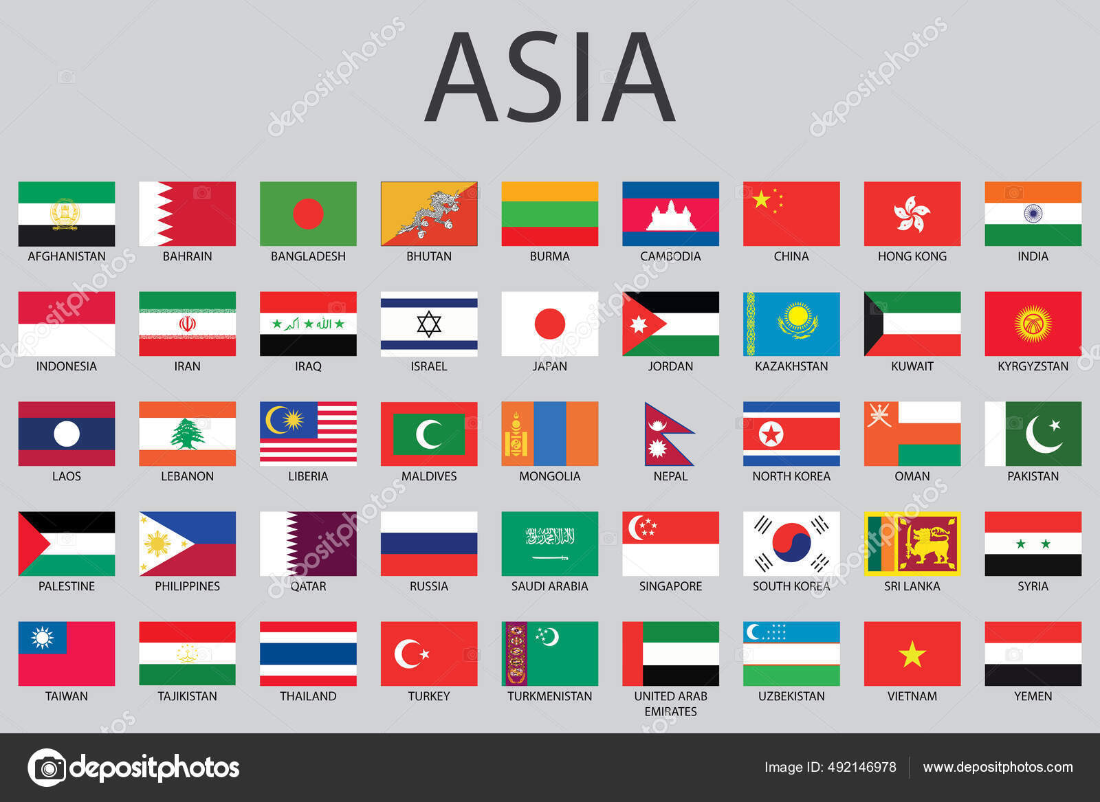 Continent Flags Illustration Asia Stock Vector by ©PaulStringer 492146978