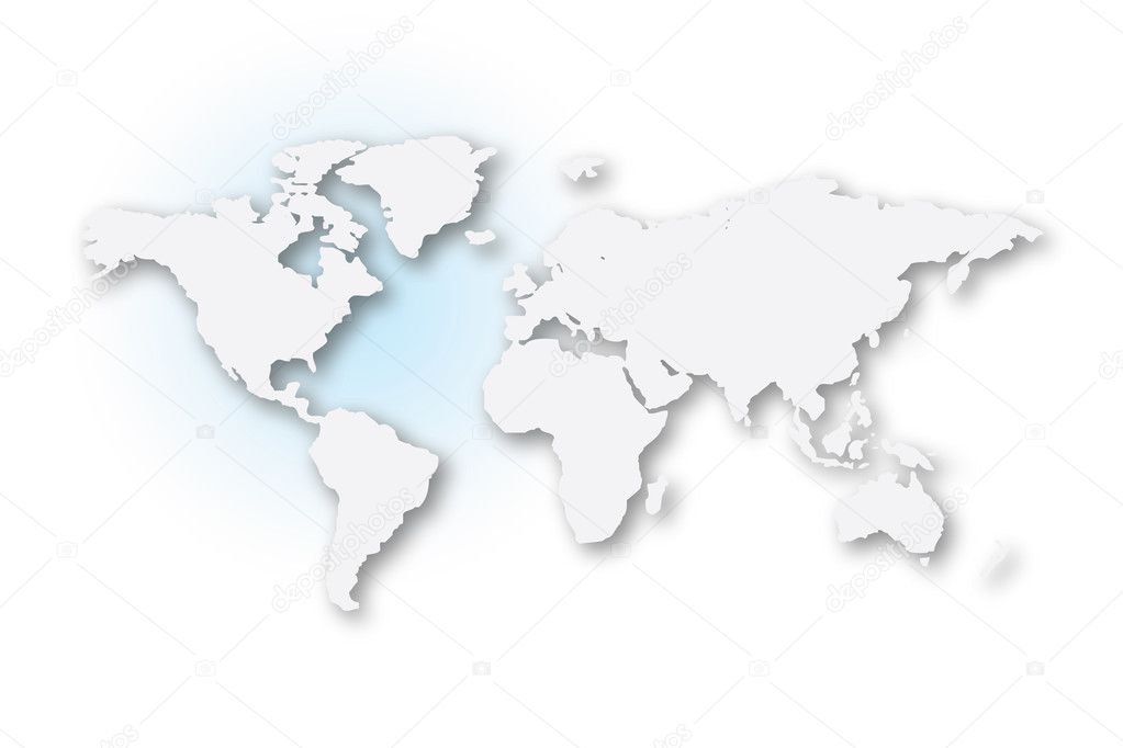 Illustreret kort over verden med alle kontinenter — Stockfoto ...