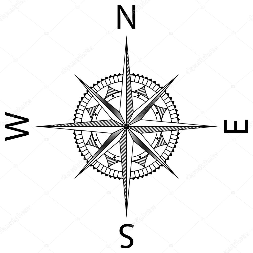 Black wind rose isolated on white background Stock Photo by ...