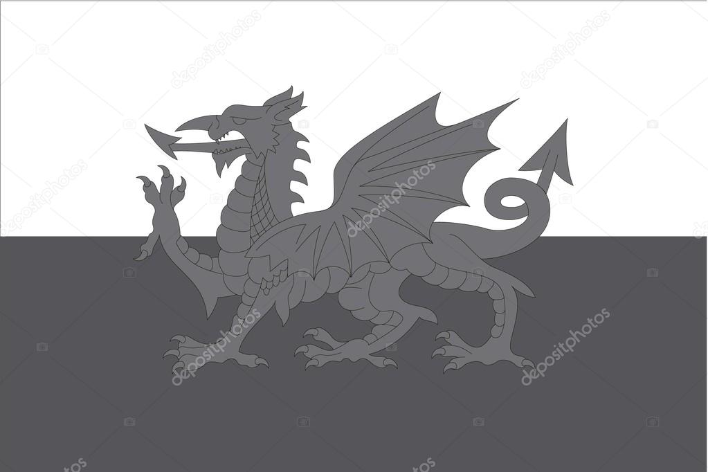 Illustrated grayscale flag of the country of Wales Stock Vector by ...