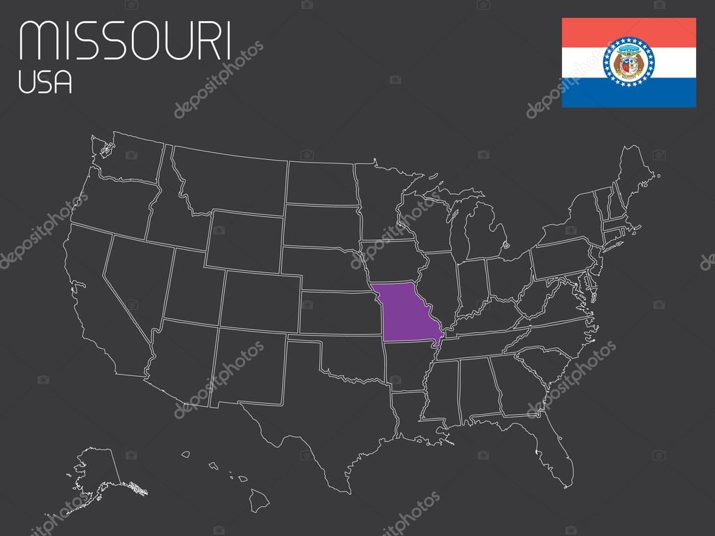 Map of the the United States of America with one state selected Stock ...